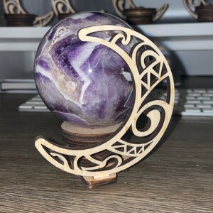 Crescent Moon Sphere Stand / Quality Handmade/ Wooden/ Crystal - Etsy