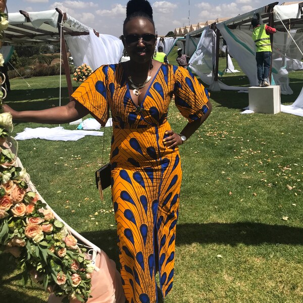 Long Gown, Mother Care Neck, Back Zipper, Front Slit, Flayed Hand ...