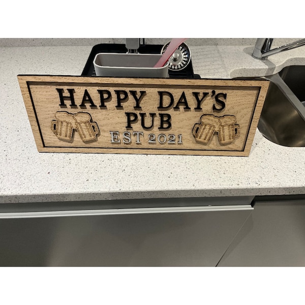 Oak Veneer Bar Sign - Personalised Wooden Beer Sign - Etsy UK
