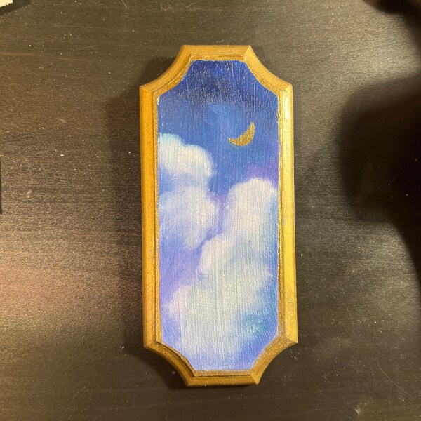 Mini Moon } Hand Painted Moon Phase Art Gallery Wallpaper Vintage Frame ...