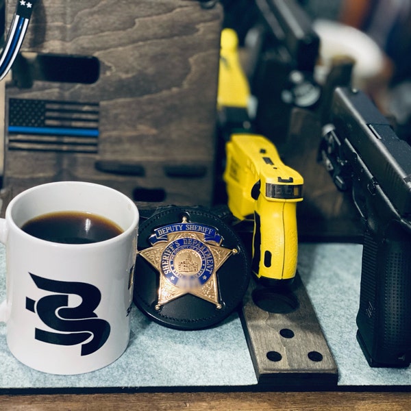 Police Officer Docking Station, Handgun Holder, Wood Stand for Gun, Law ...