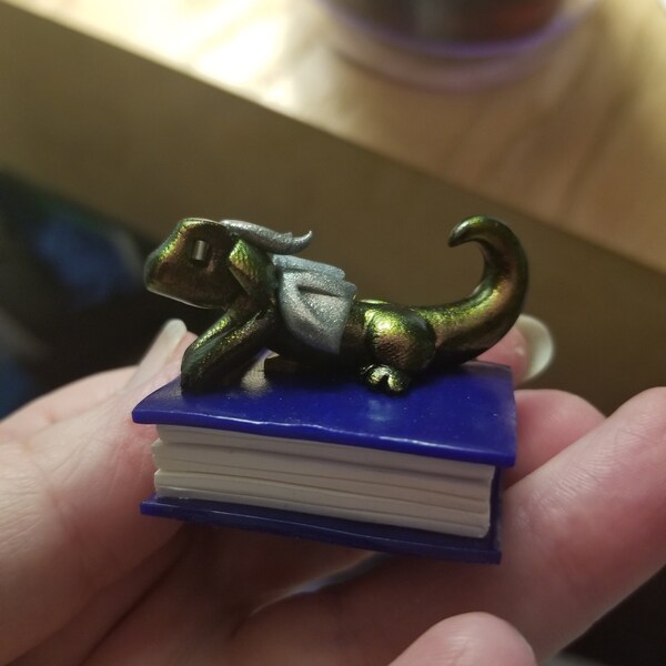 Random Miniature Dragon Guarding a Book - Mystery Listing - Tiny Clay ...