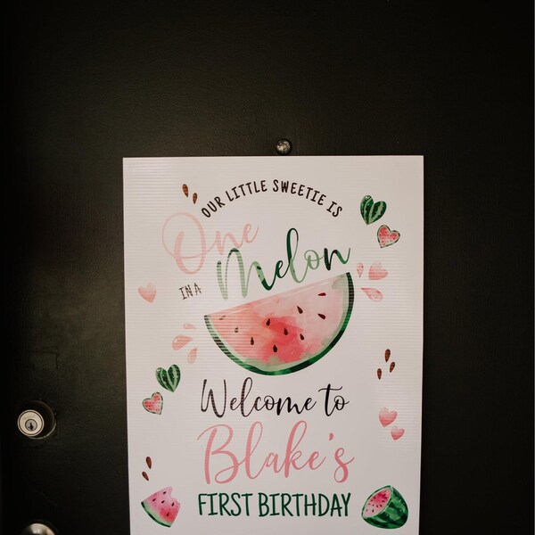 Editable Watermelon Welcome Sign, Pink One in a Melon Welcome Sign ...