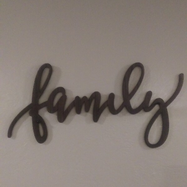 Family Word Cut Out, Laser Cut, Wood Words, Wood Cut Word, Wall Word ...