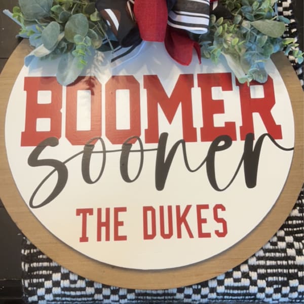 Oklahoma Sooners Front Door Decor | Boomer Sooner Sign | OU Wreath | OU ...
