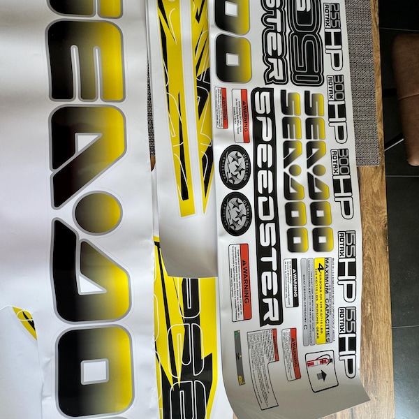 SEADOO RXT X Rs 300 2019 Graphics / Decal / Sticker Kit Yellow & Black ...