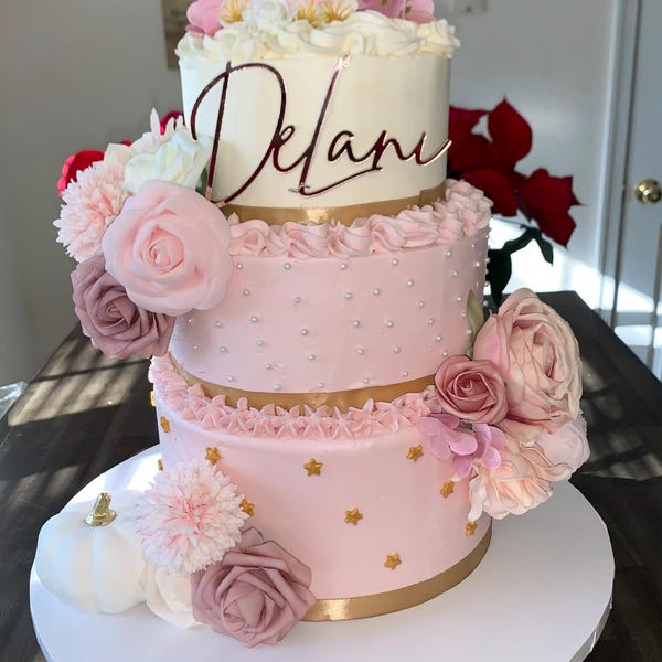 Script Name Acrylic Cake Charm | Custom Cake Charm | Birthday Cake Charm | Name Cake Plaque ...