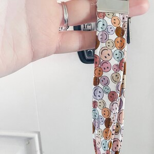 Retro Smiley Faces Key Fob Wristlet Fabric Key Holder - Etsy