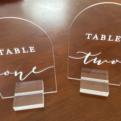 Clear or Frosted ARCH Acrylic Table Number Sign With Stands, Perspex ...