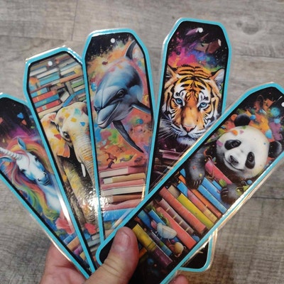 12 Color Splash Printable Animal Bookmarks.this Bundle Tiger - Etsy