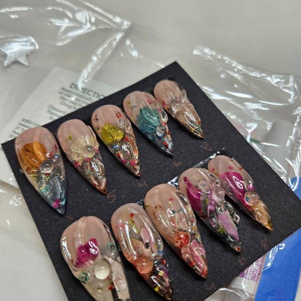 Curved Duck 3d Nails|extendo Custom Nails|duck Nails|y2k Nails|long ...