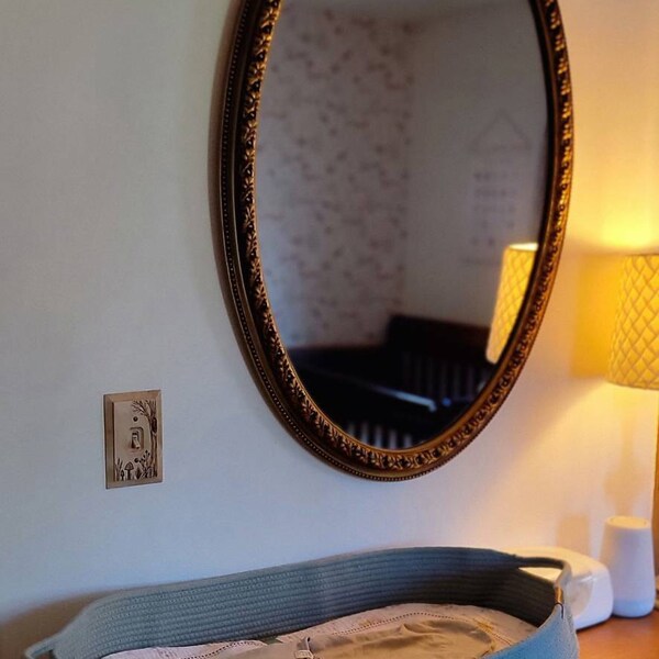 Wooden Triple Light Switch Cover With Wood Burned & Water Colored Birch ...