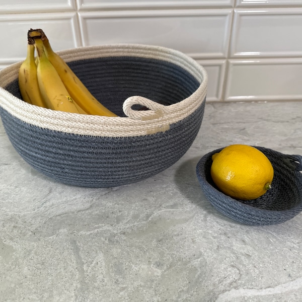 Rope Basket, Rope Tray, Tray, Wood Handles, Kitchen Basket, Wedding ...