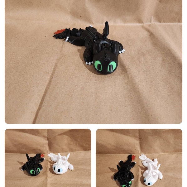 Flexi Toothless & Lightfury 3D Printed Figures | Articulating HTTYD ...