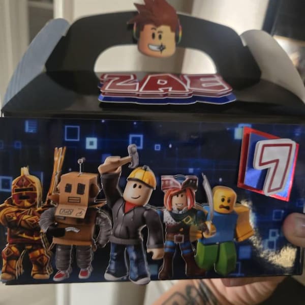 Personalized Roblox Party Favor Boxes: 3D Black Theme - Etsy