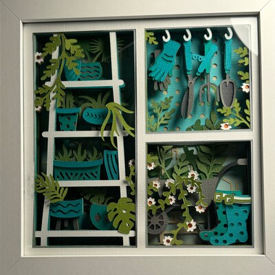 3D SVG Gardening Shadow Box SVG Spring Garden With Leaves and Flowers ...
