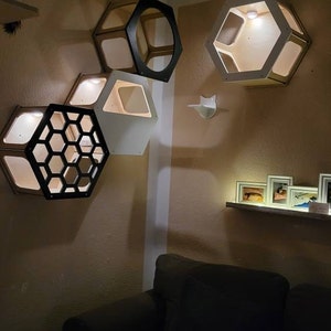 Set of Hexagon Cat Shelfs Included Steps, Cat Furniture , Cat House ...