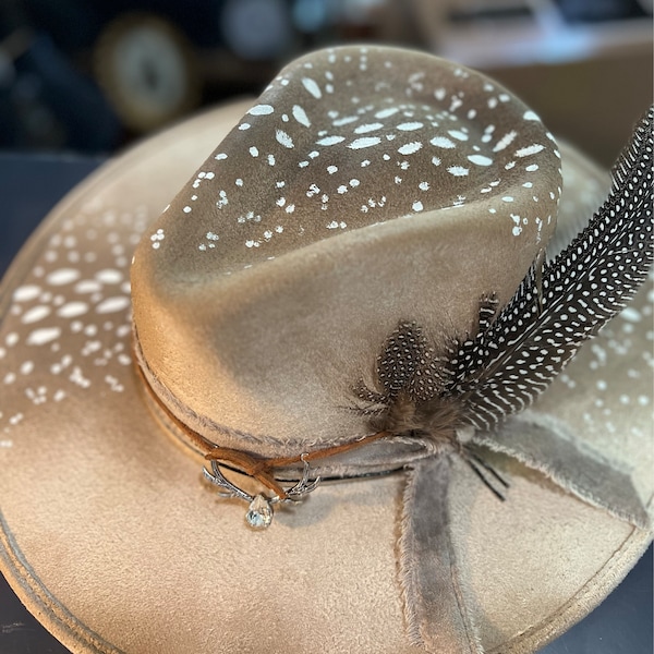 Deer Fawn Brown Hat, Personalized Rancher Hat, Poppies Hat, Boho ...
