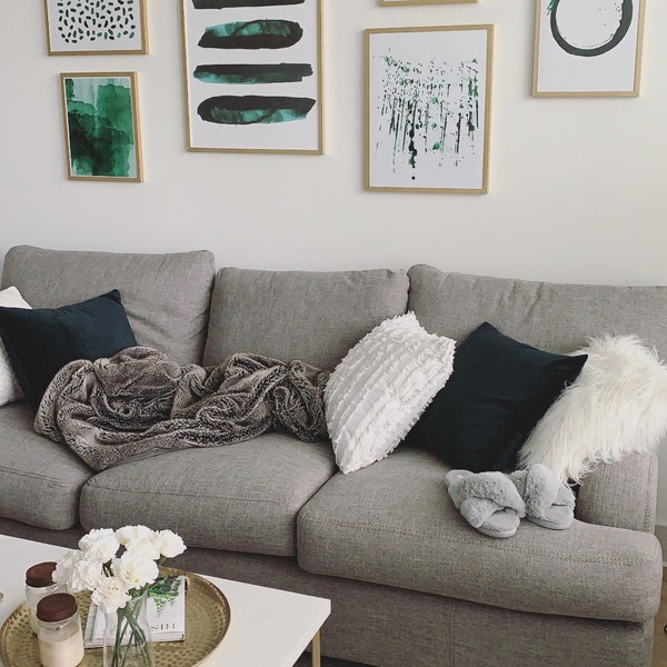 Large Wall Art Emerald Green Abstract Watercolor Paintings Minimalist ...