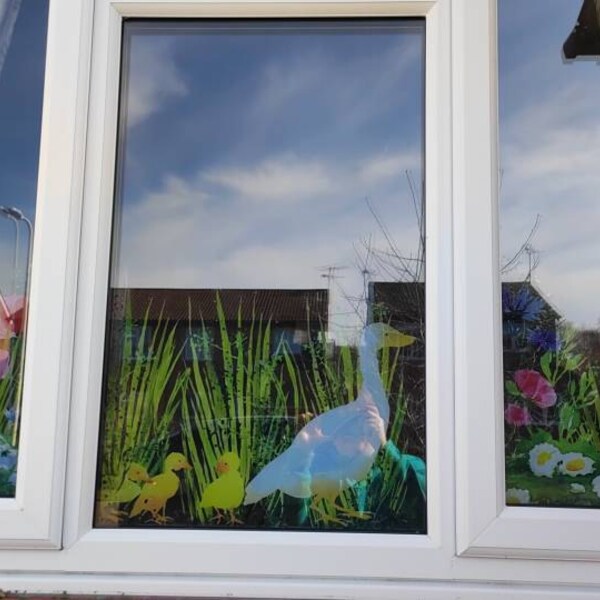 2x Flower Meadow Window Decal Corners - Decorative Botanical Floral ...