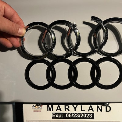 Audi Etron Rear Rings Gloss Black Emblem for E-TRON SUV Trunk Lid Badge ...