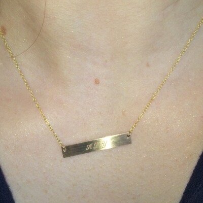 Personalized Gold Bar Necklace , Bar Necklace, Engraved Necklace ...
