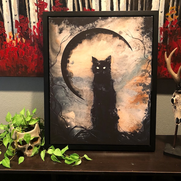 Fearless Familiar - Dark Cat Wall Art Print - Witchy & Skinny Black ...