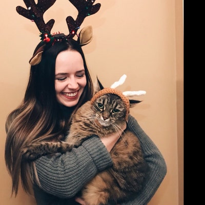 Reindeer Cat Hat, Cat Reindeer Antlers, Reindeer Horns for Cats ...