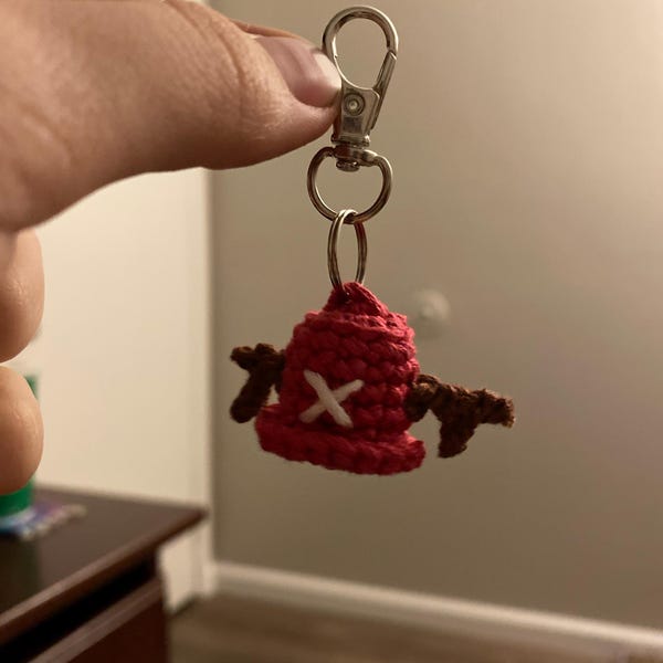 One Piece Chopper Hat Mini Amigurumi Crochet Key Chain - Etsy