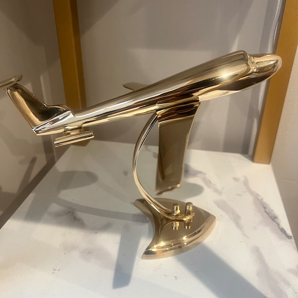 Brass Airplane Model on Stand: Vintage Aviation Sculpture - Etsy