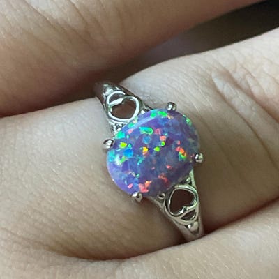 Black Cherry Opal Ring, See Video for Red Fire 10x12mm Lab Created Opal ...