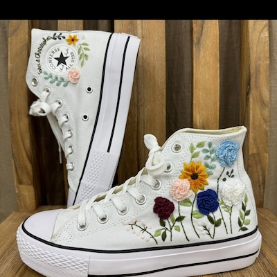 Custom Embroidered Converse High Tops Taylor 1970s/ Sweet Cherry ...