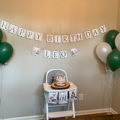 Woodland Wild One High Chair Banner, Woodland First Birthday Wild ONE ...