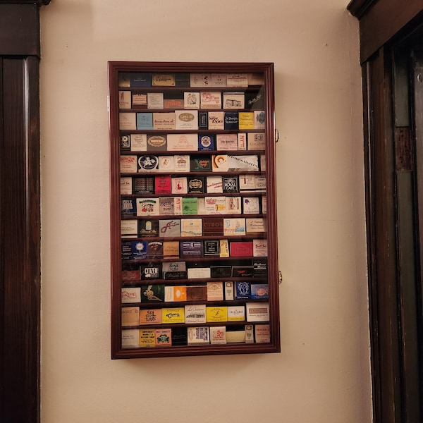 117 Matches Matchbook Display Case Wall Cabinet Holder W/ 98% UV ...