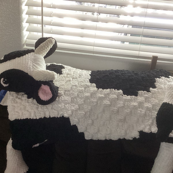 3in1 Farm Cow Folding Baby Blanket Crochet Pattern C2C Graphghan Cow ...