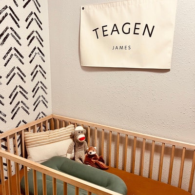 Baby Name Flag Canvas Flag Nursery Name Sign Custom Name Banner Boho ...