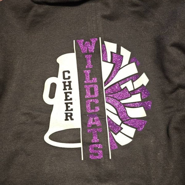 Glitter Cheer Zip Hoodie | Cheer Hoodie | Cheer Bling | Cheer Spirit ...