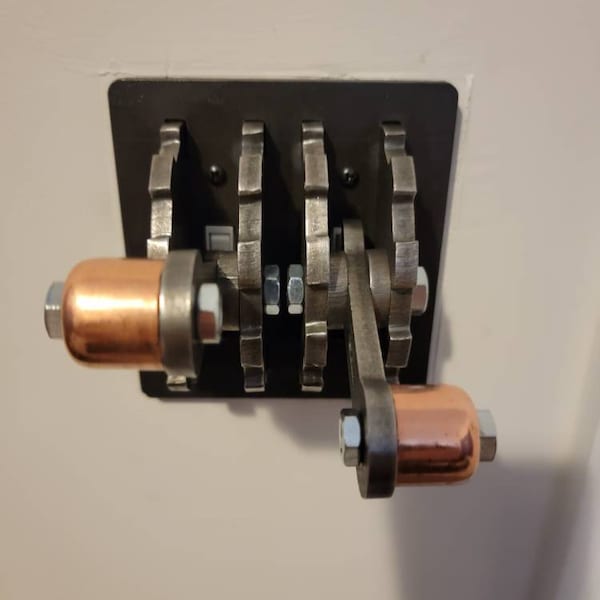 Double-gang Gear Light Switch Cover With Copper Handles / Industrial ...