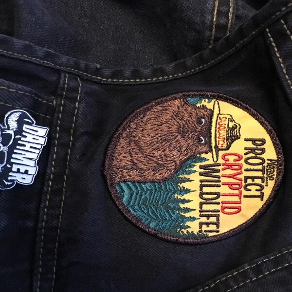 Cryptid PSA Patch - Cryptozoology Tracking Society Bigfoot Sasquatch Badge NPS Smokey the Bear ...