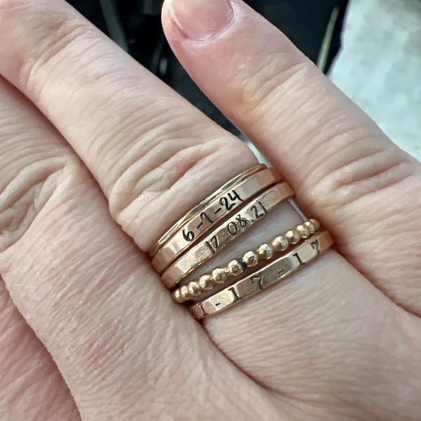 Ring Set Gift for Mom | Stackable Rings | Personalized Name Rings | 14k ...