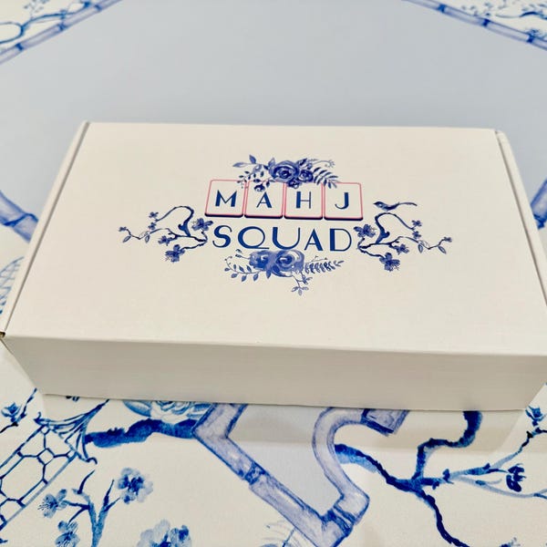 Blue Ikat Mahjong Mat, Blue and White Neoprene Mahjongg Mat, Blue ...