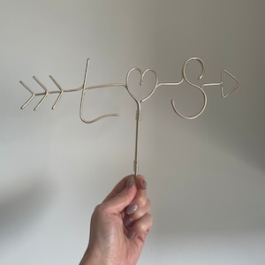 Arrow Cake Topper, Initials Wedding Cake Topper, Personalised Wire Cake ...