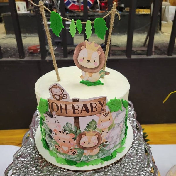 Safari Baby Shower Cake Topper, Safari Centerpiece, Jungle Theme Baby ...