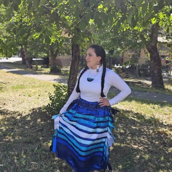 Native American Ribbon Skirt Ocean Blue Waves Ribbon Skirt Blue Ribbon ...