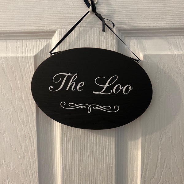 The Loo Plaque, Home Office Decor Wood Sign, French Country Washroom ...