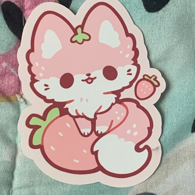 Kawaii Strawberry Fox Matte Vinyl Sticker Stickers Cute Decal Cut - Etsy