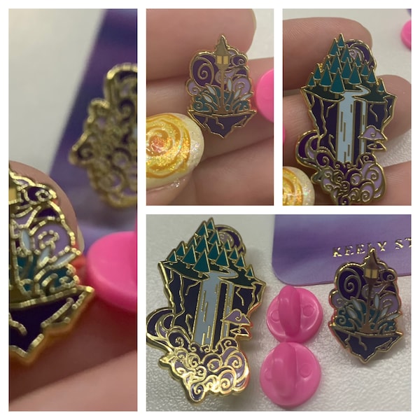 Gold Ocean of Sky Floating Islands Hard Enamel Mini Pin Set - Night ...