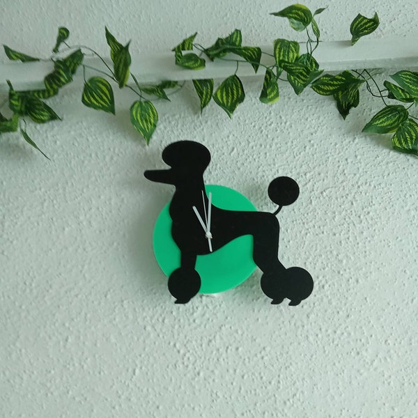 Wagging Tail Poodle Dog - Black & Yellow Silhouette - Wall Clock - Etsy