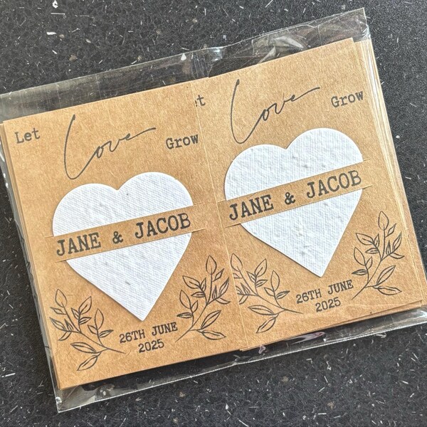 Seed Paper Thank You Favour Card. Plantable, Personalised A7 Eco ...