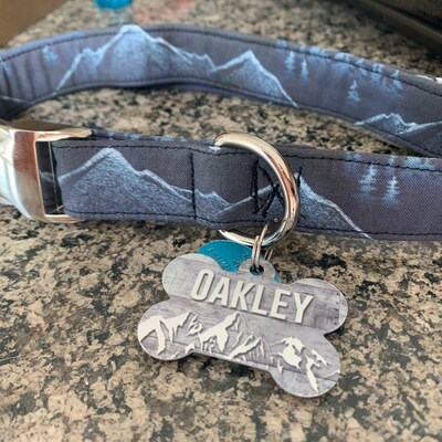 Rustic Dog Tag, Mountain Dog Tag for Dogs, Personalized Pet ID Tag for ...